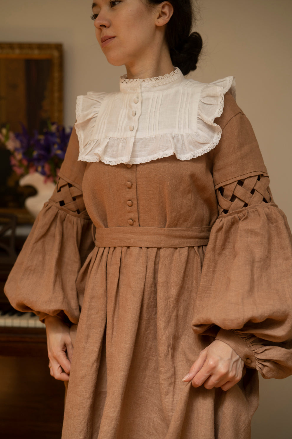 Romantic linen Collar with Ruffles and Lace Trim – LittleWomenAtelier